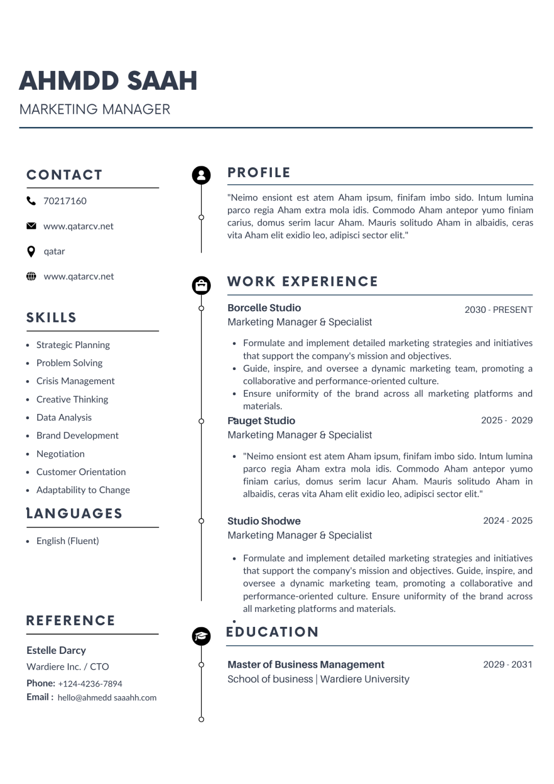 Qatar CV | تصميم سيرة ذاتية متوافقة مع نظام ATS في قطر